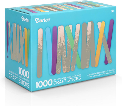 Darice Popsicle Sticks for Crafts, 4.5" 1000 Pcs Combo - 500 Pcs ...