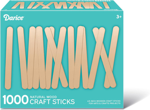 Darice 1000 Pcs Popsicle Stick, 4.5" Natural Wood Craft Sticks Supplies ...