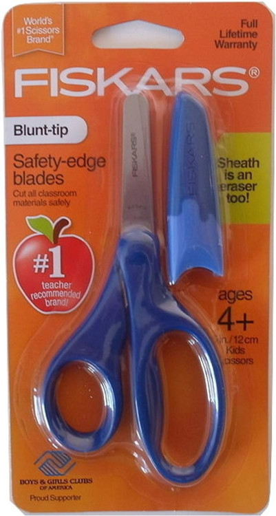 Fiskars Safety-Edge Pointed-tip Kids Scissors - 5 inches - Blue ...