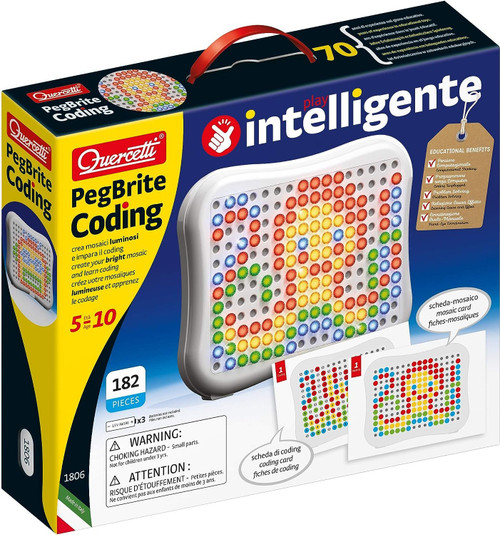 Quercetti Peg Brite Coding Toy - Learn to Code with Light-Up Mosaics, Includes 180 Pegs and 6 ...