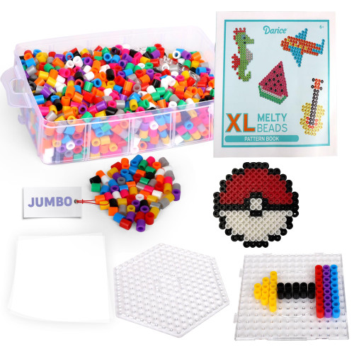 Darice XL Fuse Beads Kit – 1300 Piece Melty Beads Kit with Pattern Book ...