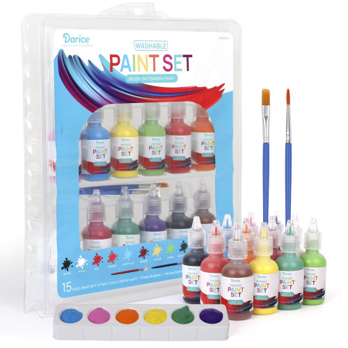 Darice Washable Tempera Paint for Kid, 12 Colors - Non-Toxic Kids Paint ...