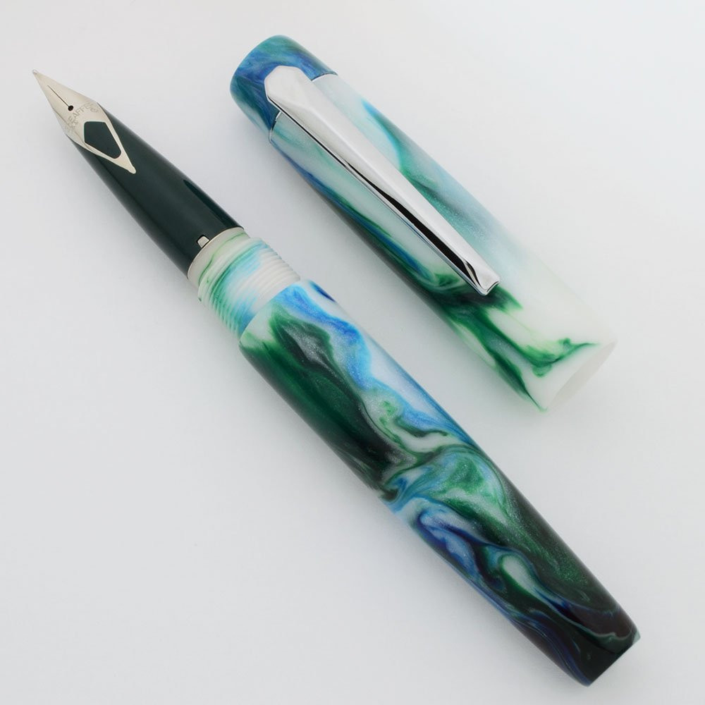 PSPW Prototype Fountain Pen - Blue Green Frost Alumilite, Clip ...