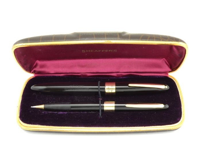 Sheaffer Lifetime Triumph Valiant Set - Black w 3/8" Cap Band, Lever ...