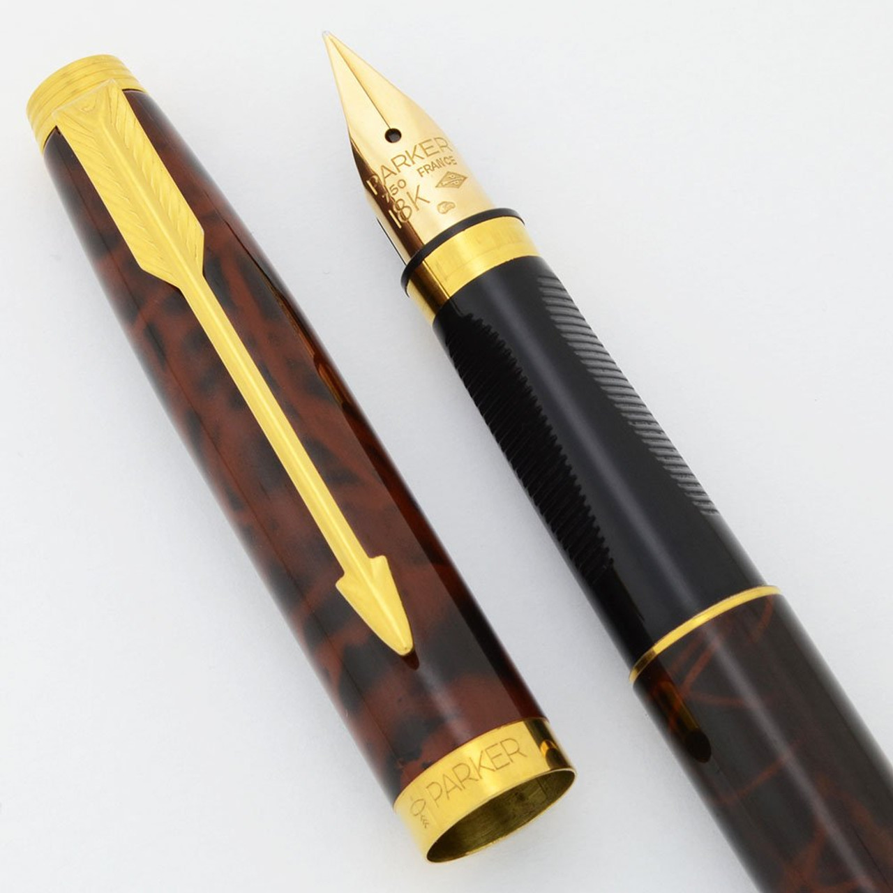 Parker 75 Fountain Pen (1980s/90s) - Thuya Brown Lacquer, C/C, Fine 18k Nib (Excellent +, Works ...