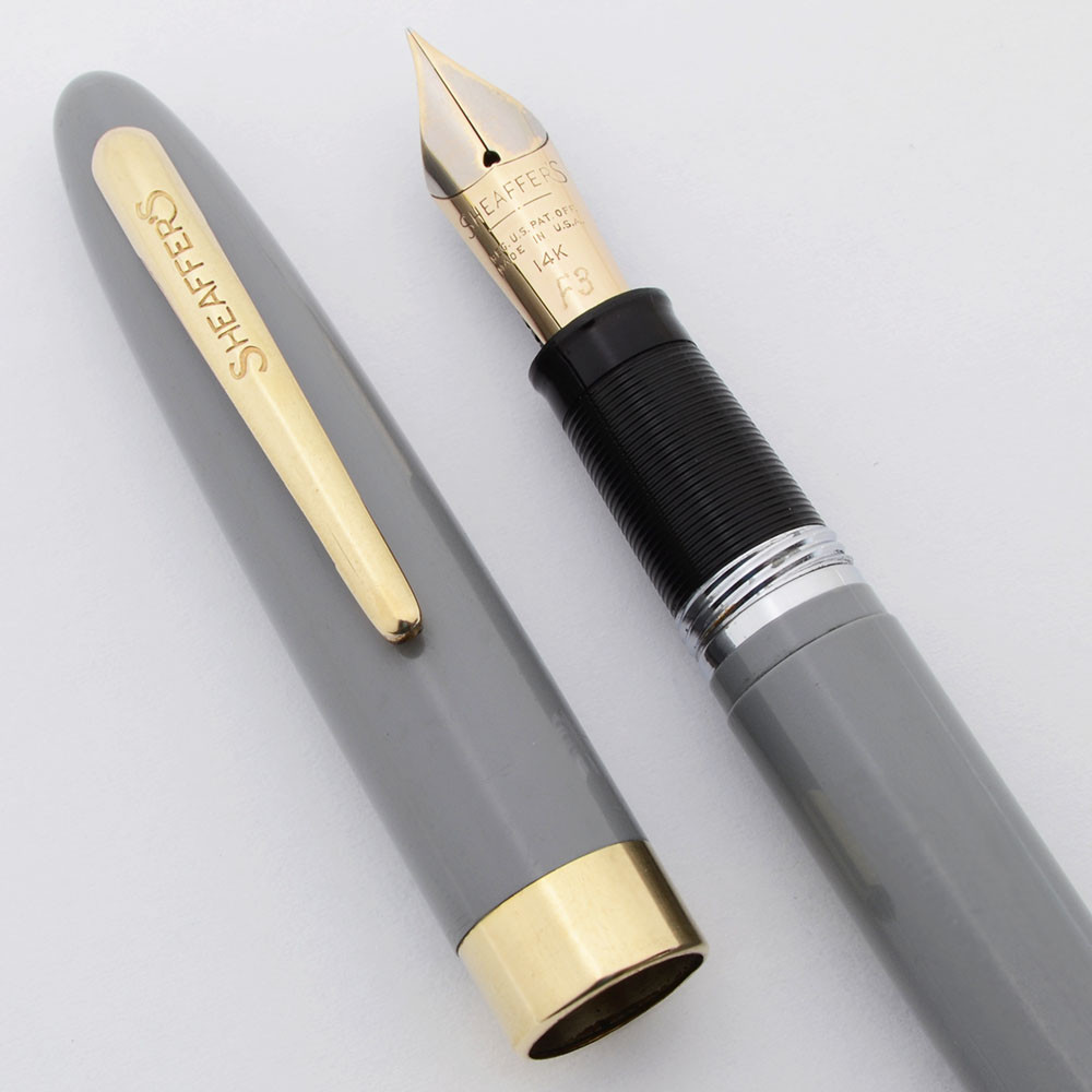 Sheaffer Admiral Snorkel (1950s) - Grey, Fine 14k Open Nib (Excellent ...