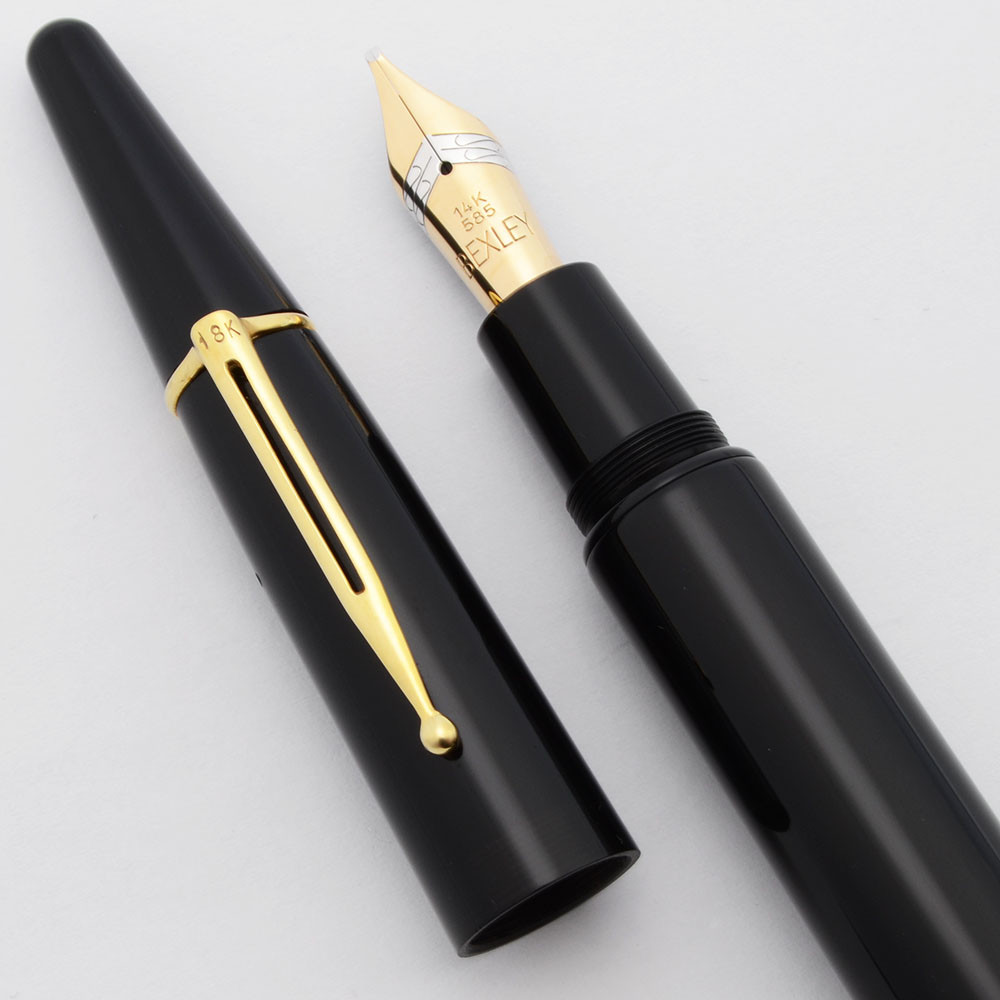Bexley Cone Cap Fountain Pen (2000s) - Black with 18k Clip, C/C, 14k ...