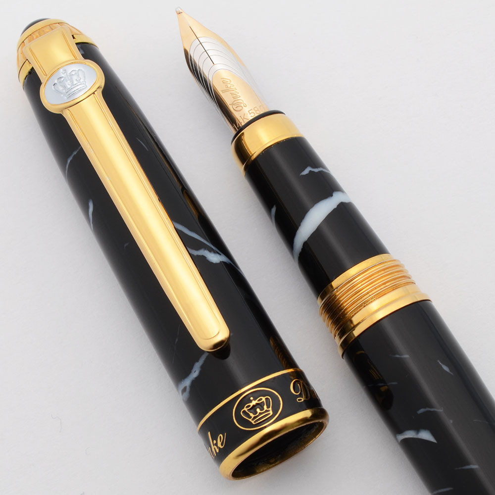 Duke Magnate Fountain Pen (2004) - Black & White Marble Italian Resin ...