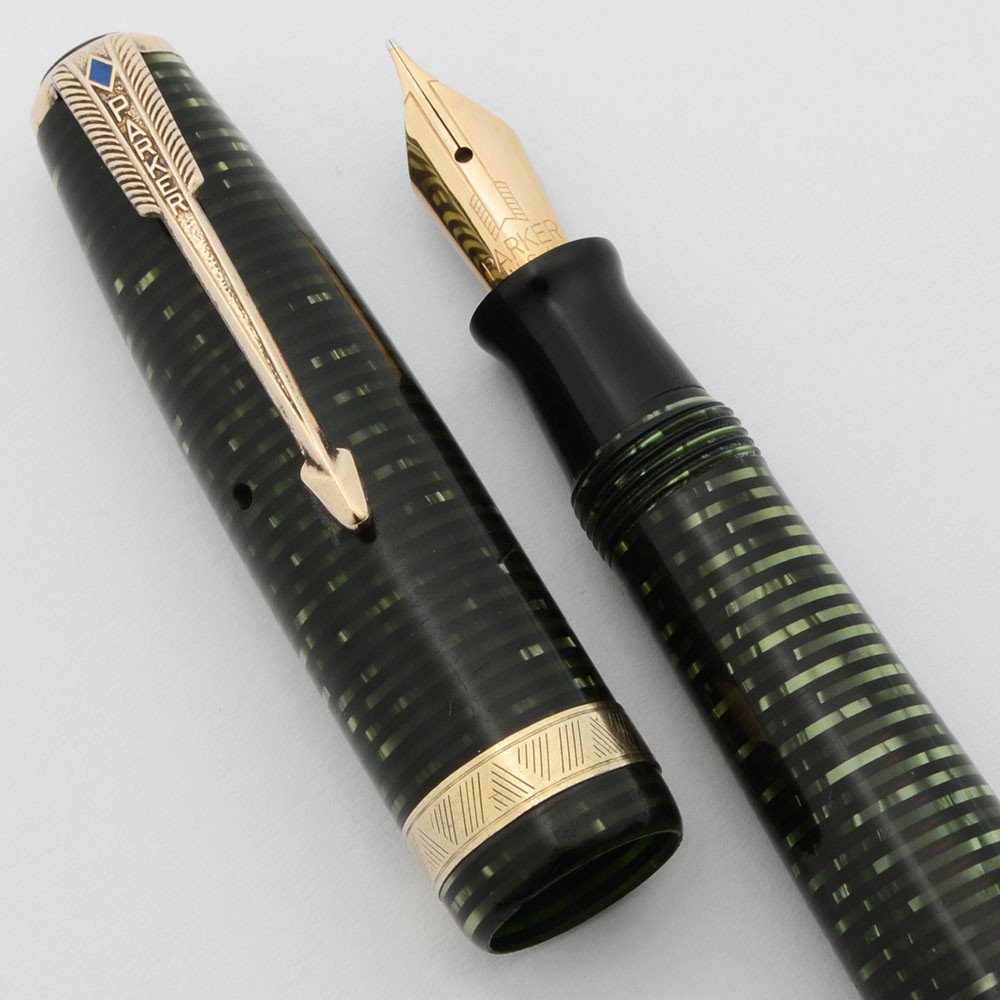 Parker Vacumatic Major Fountain Pen (1941) - Laminated Emerald Pearl ...