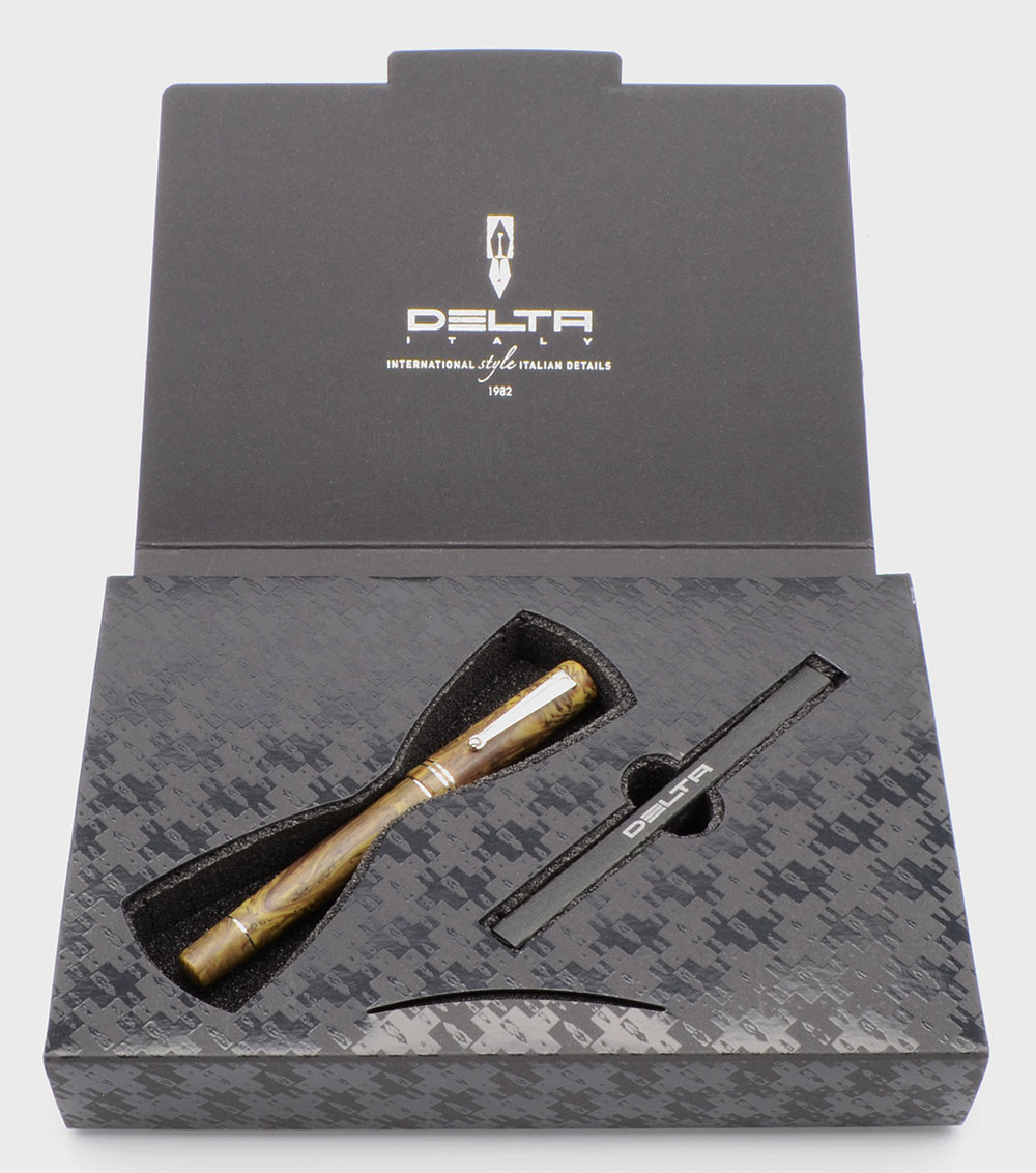 Delta The Journal Fountain Pen - Olive Swirl Resin w/Silver Trim, C/C ...