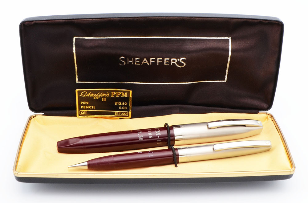 Sheaffer PFM II Fountain Pen and Pencil Set (1960s) - Burgundy w/Steel ...