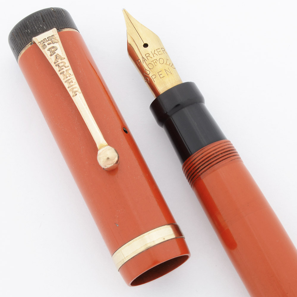 Parker Duofold Senior Fountain Pen (1920s) - Red w Raised Band, Button ...