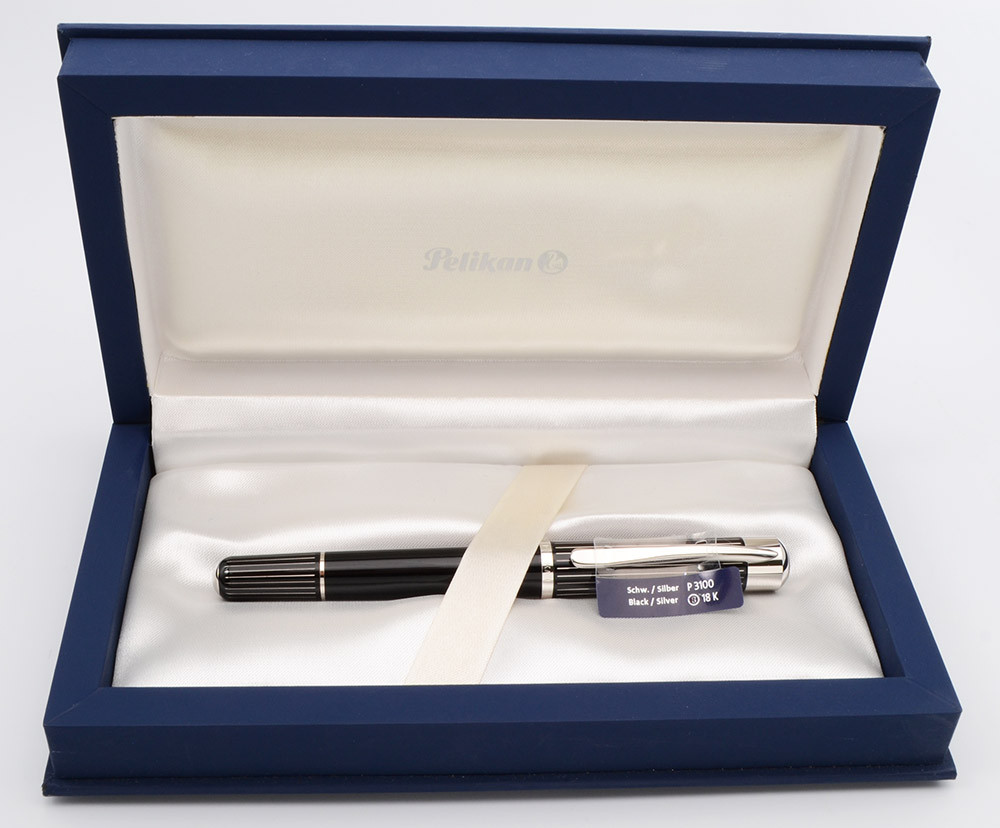 Pelikan P3100 Ductus Fountain Pen - Black w Palladium Accents, C/C, 18k ...