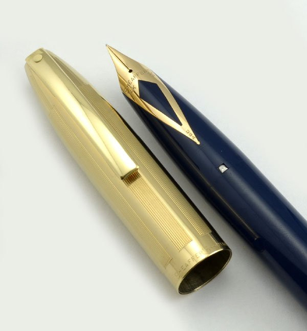 Sheaffer PFM V Fountain Pen - Blue w Gold Filled Cap, Fine Nib (Near ...
