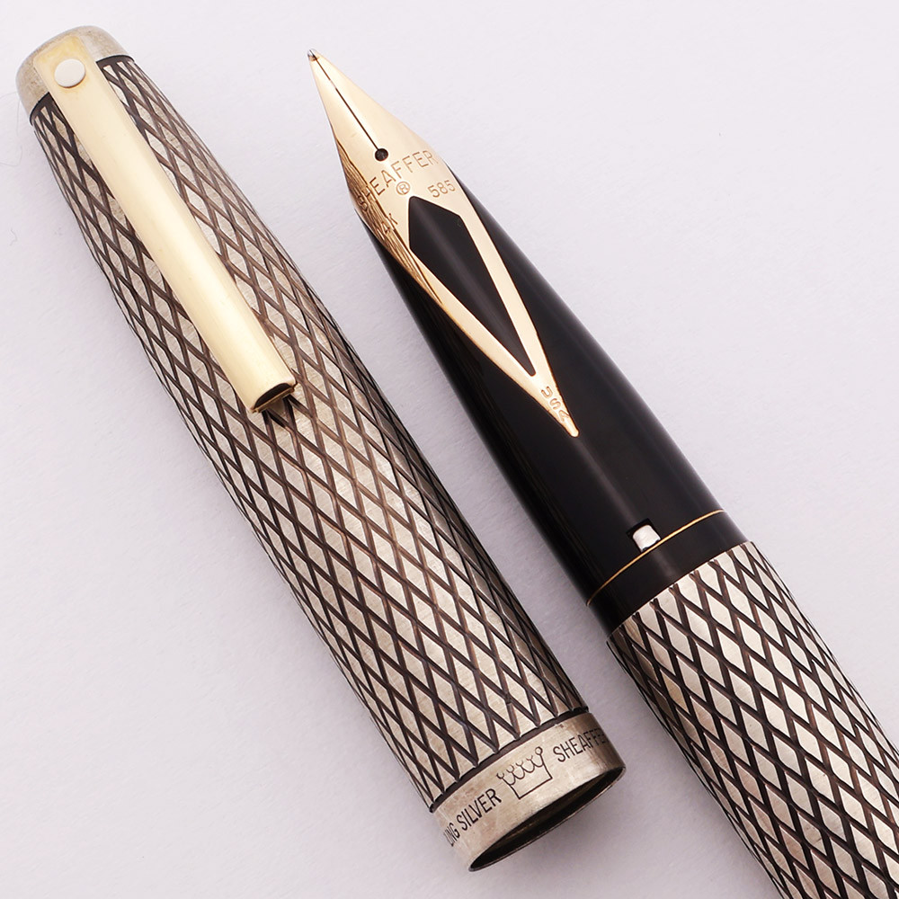 Sheaffer Silver Imperial Fountain Pen - Sterling Diamond Design, C/C ...
