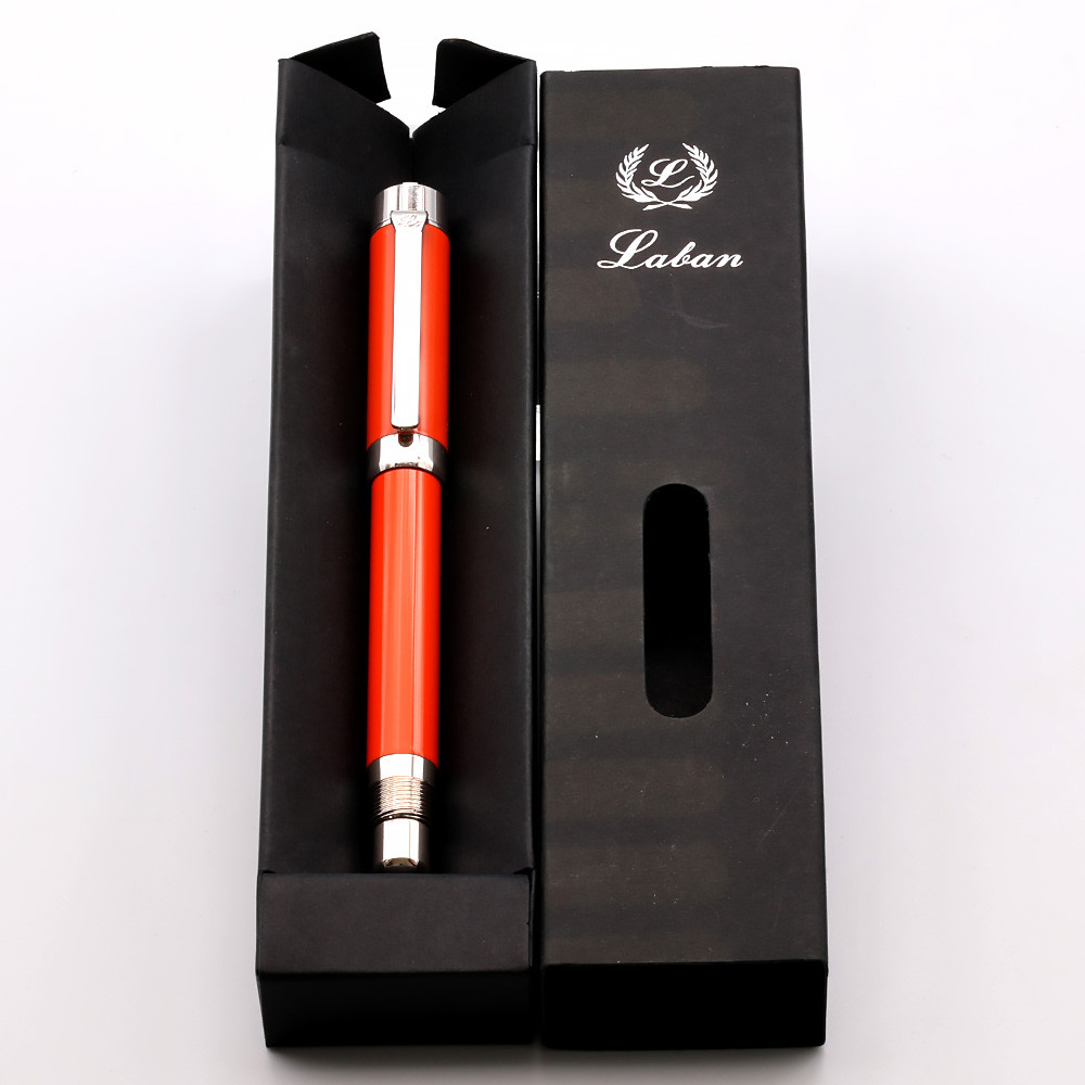 Laban PF-900 Fountain Pen - Orange Enamel, C/C, Fine Two-Tone Steel Nib ...