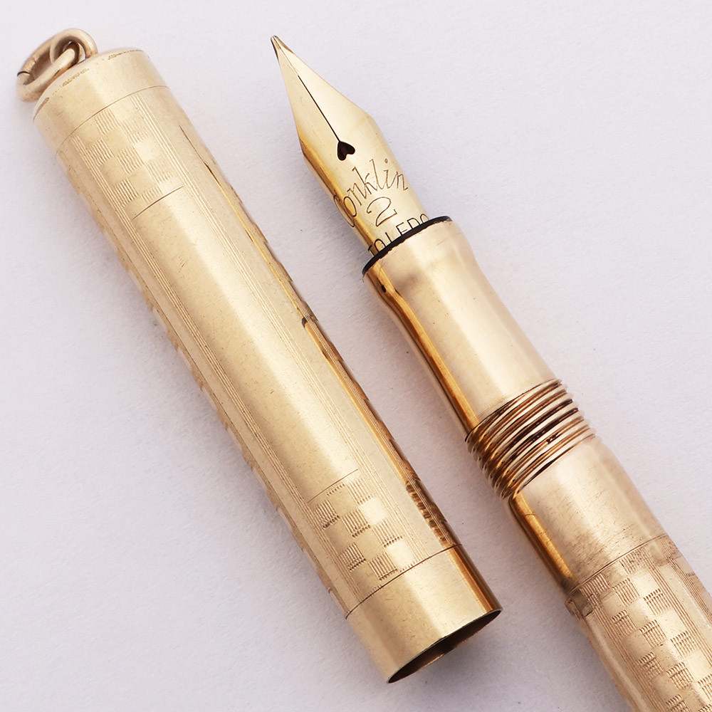 Conklin Short Ringtop Fountain Pen - Gold Filled Checkerboard Overlay ...