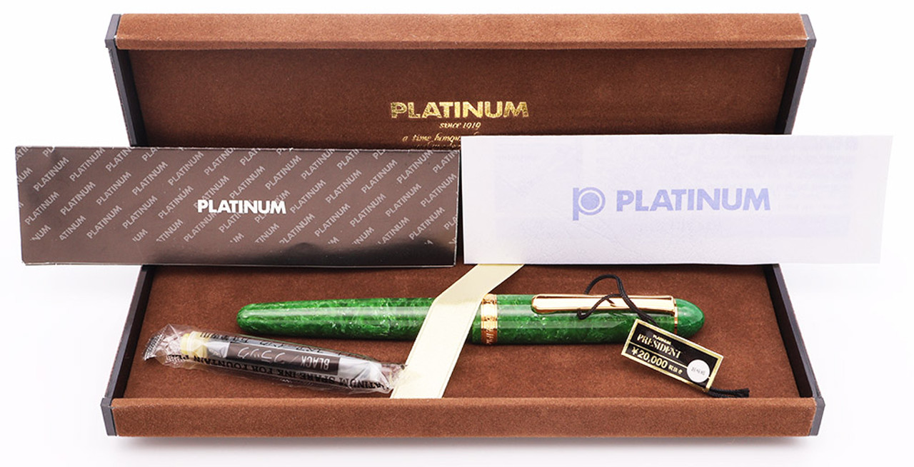 Platinum 3776 Celluloid Fountain Pen - Jade Green Celluloid w/GT, C/C, 18k UEF Nib (New in Box ...