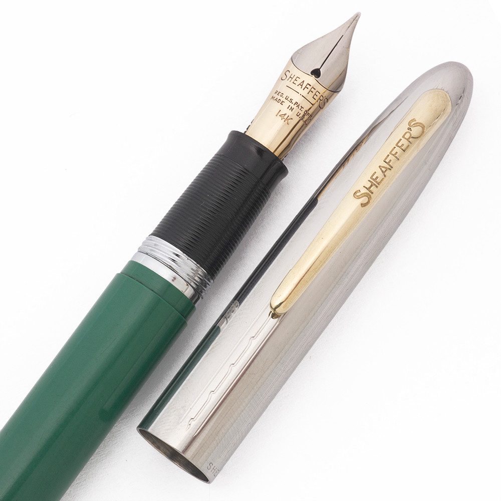 Sheaffer Sovereign Snorkel (1952-59) - Green w Steel Lined Cap, Fine ...