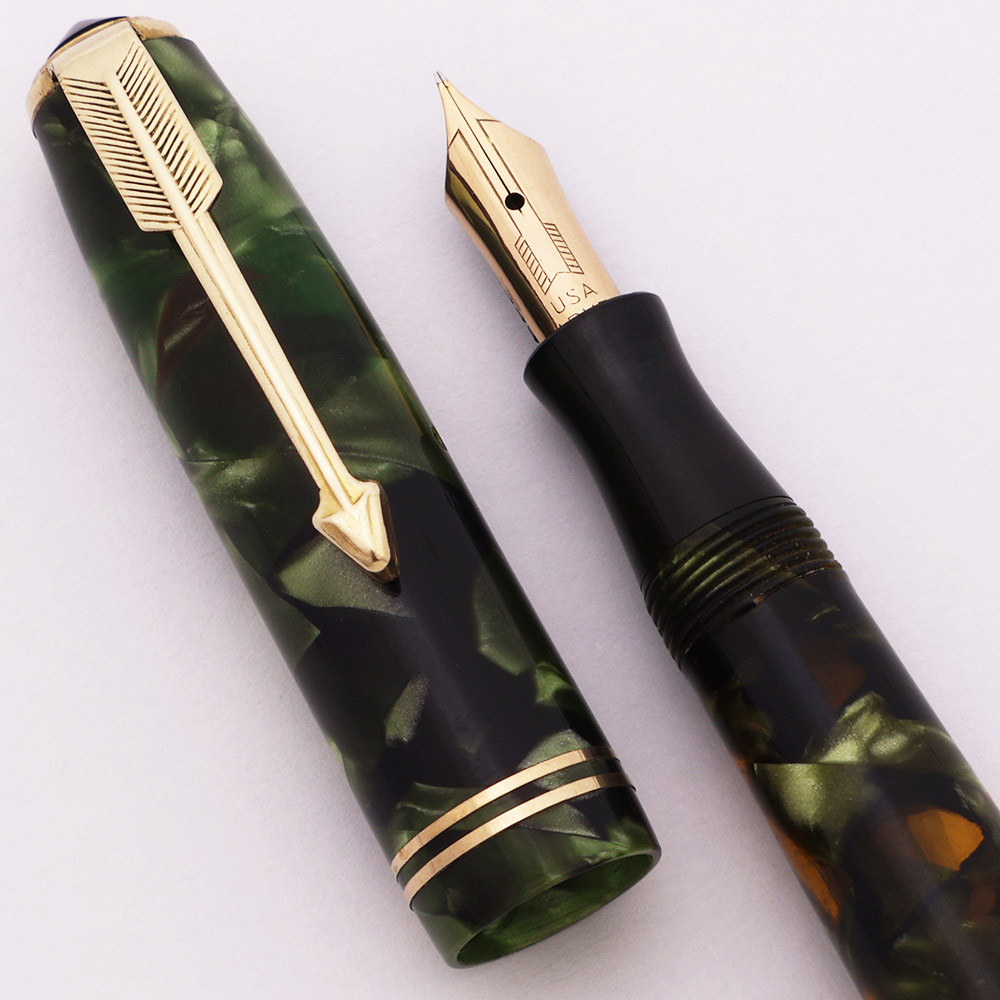 Parker Vacumatic Junior Slender Fountain Pen (1935) - Green Marble w GT ...