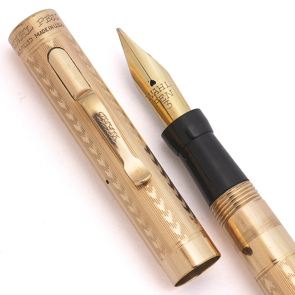Wahl #3 Fountain Pen (1920s) - Gold Filled Chevron, Standard Size w ...