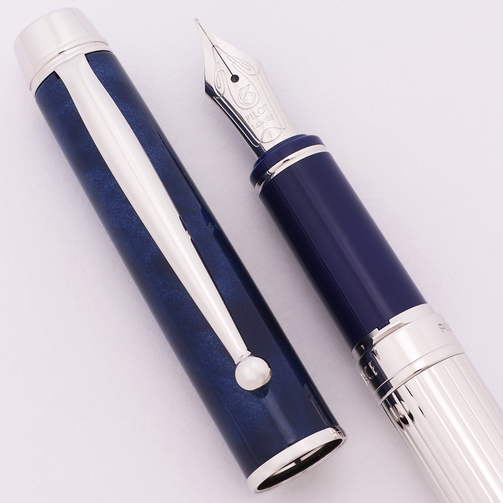 Pilot Grance Fountain Pen - Blue and Silver, 14k Fine Nib (Excellent ...