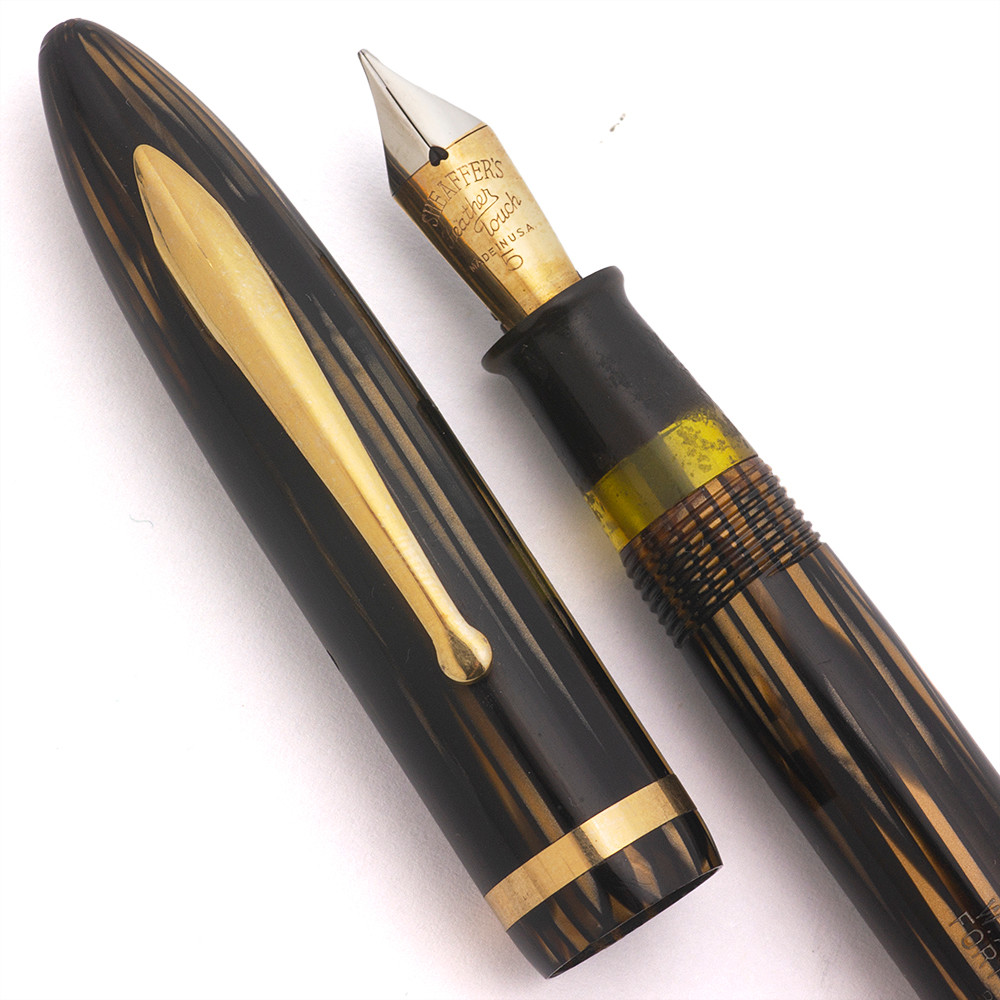 Sheaffer Balance 500 (1940s) - Brown Striated w/GT, Lever Fill, Feather ...