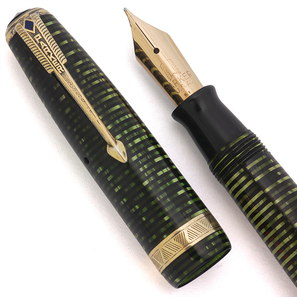 Parker Vacumatic Major Fountain Pen (1945) - Emerald Pearl, Medium-Fine ...