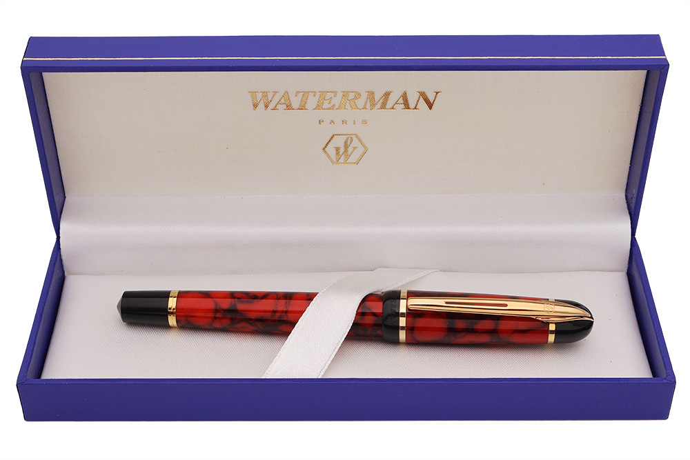 Waterman Phileas Fountain Pen (1990s) - Coral Red Marble, C/C, Fine Two ...