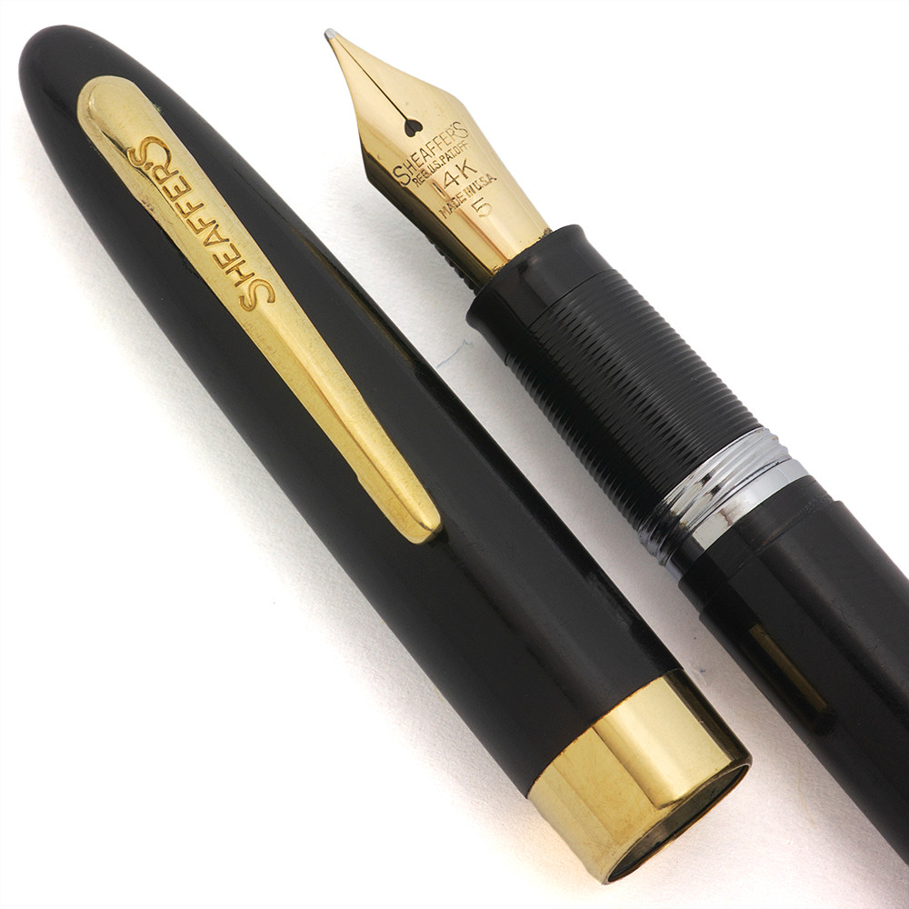 Sheaffer Admiral Snorkel (1950s) - Black w Gold Trim, Medium 14k #5 Nib ...