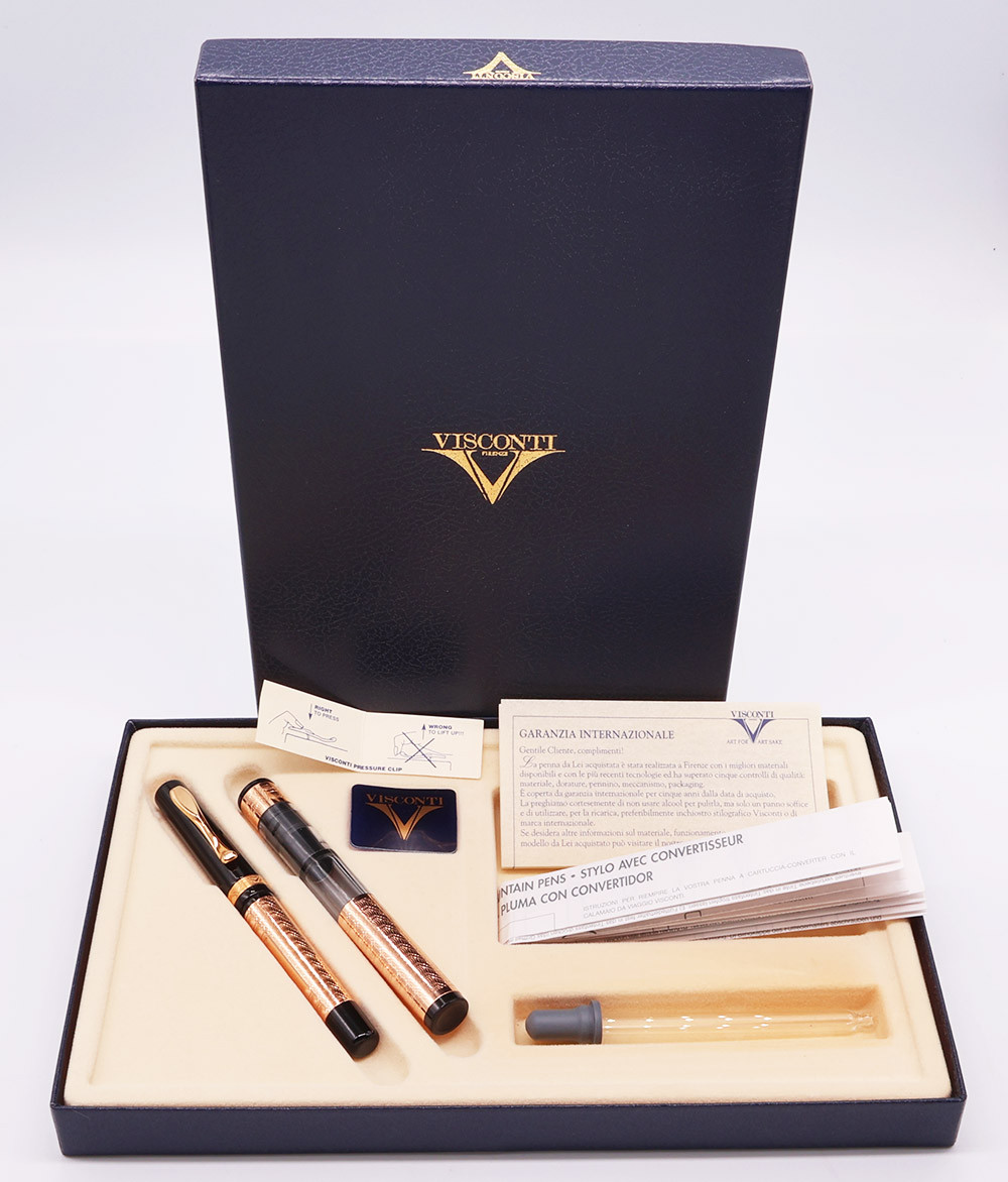 Visconti Moonlight Voyager Fountain Pen - Black Lucite with Rose Gold ...