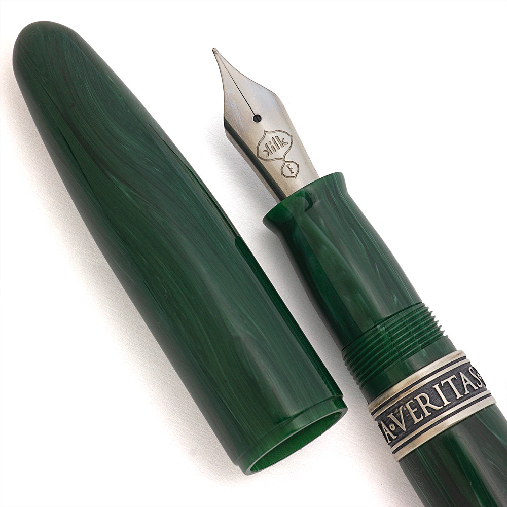 Kilk Epigram Fountain Pen - Green w Sterling Silver Engraved Cap Band ...