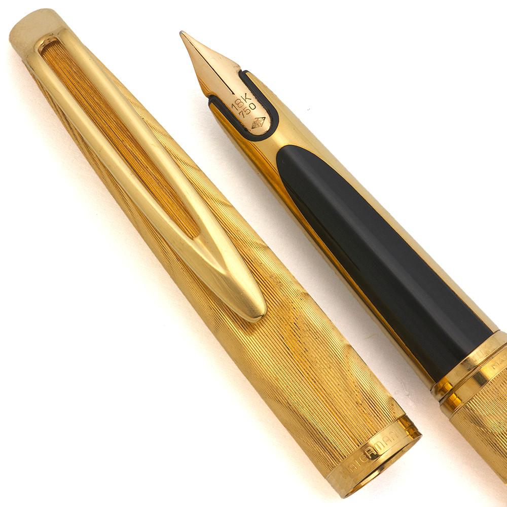 Waterman CF Fountain Pen (1950s) - Gold Moire w GT, C/C, 18k Fine Nib ...
