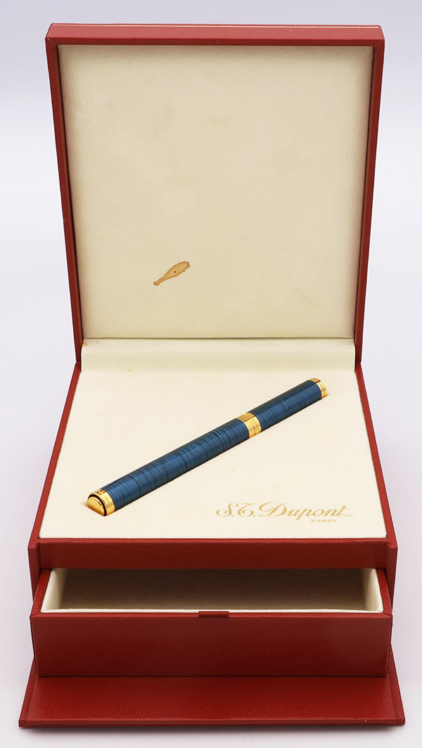 S T Dupont Lady Mascara Fountain Pen (1980s) - Blue Silk Shantung w GT ...