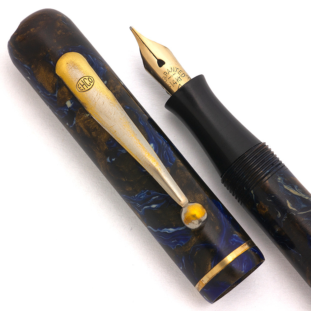 Eggens Hambler Lever Filler Fountain Pen - Blue & Bronze, Medium ...