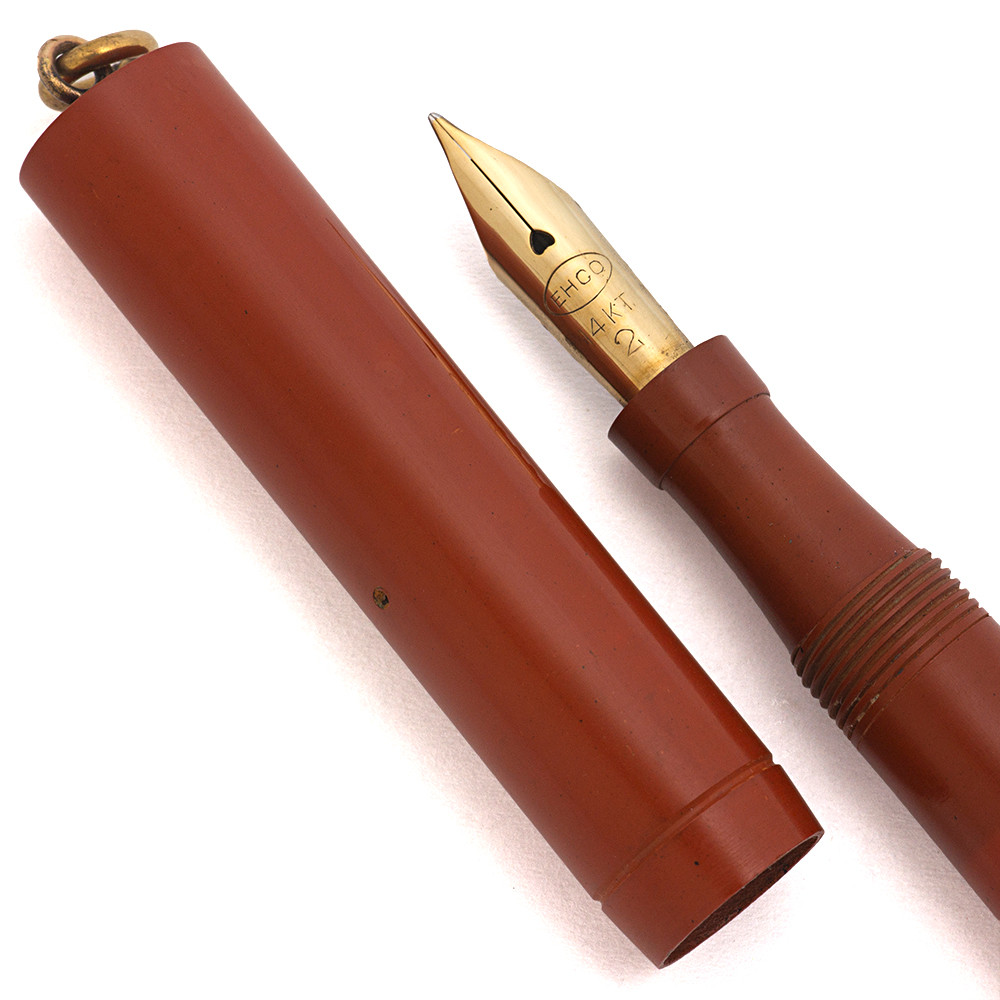 Eggens Hambler Ring Top Fountain Pen - Red Hard Rubber, Fine 14K Nib ...