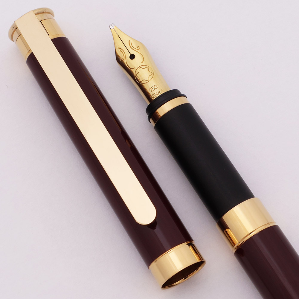 Montblanc Noblesse Fountain Pen (2nd Version, 1980s) - Burgundy, C/C, Medium Stub 18k Nib ...