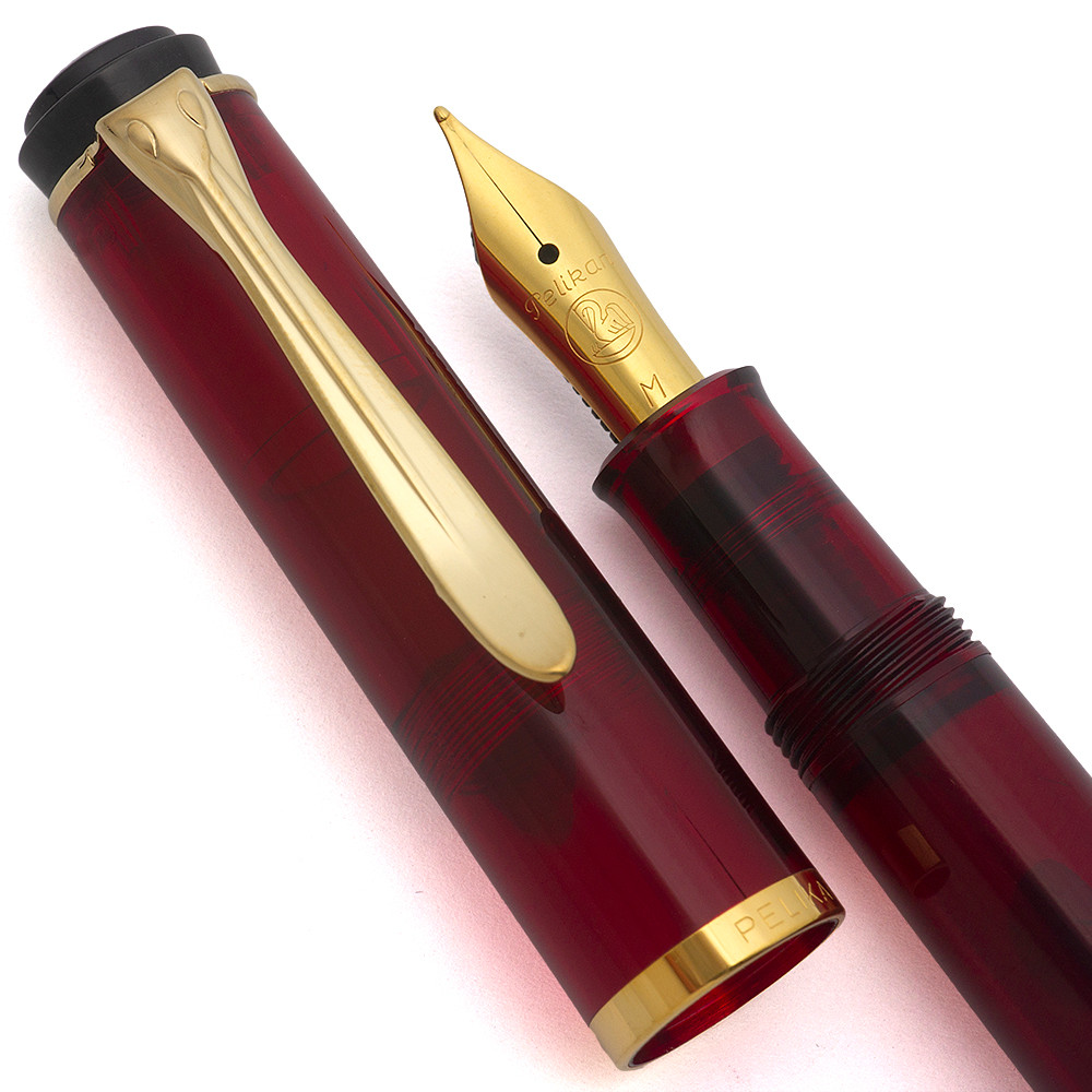 Pelikan M200 Fountain Pen (2002-04) - Transparent Red w/Gold Plated ...