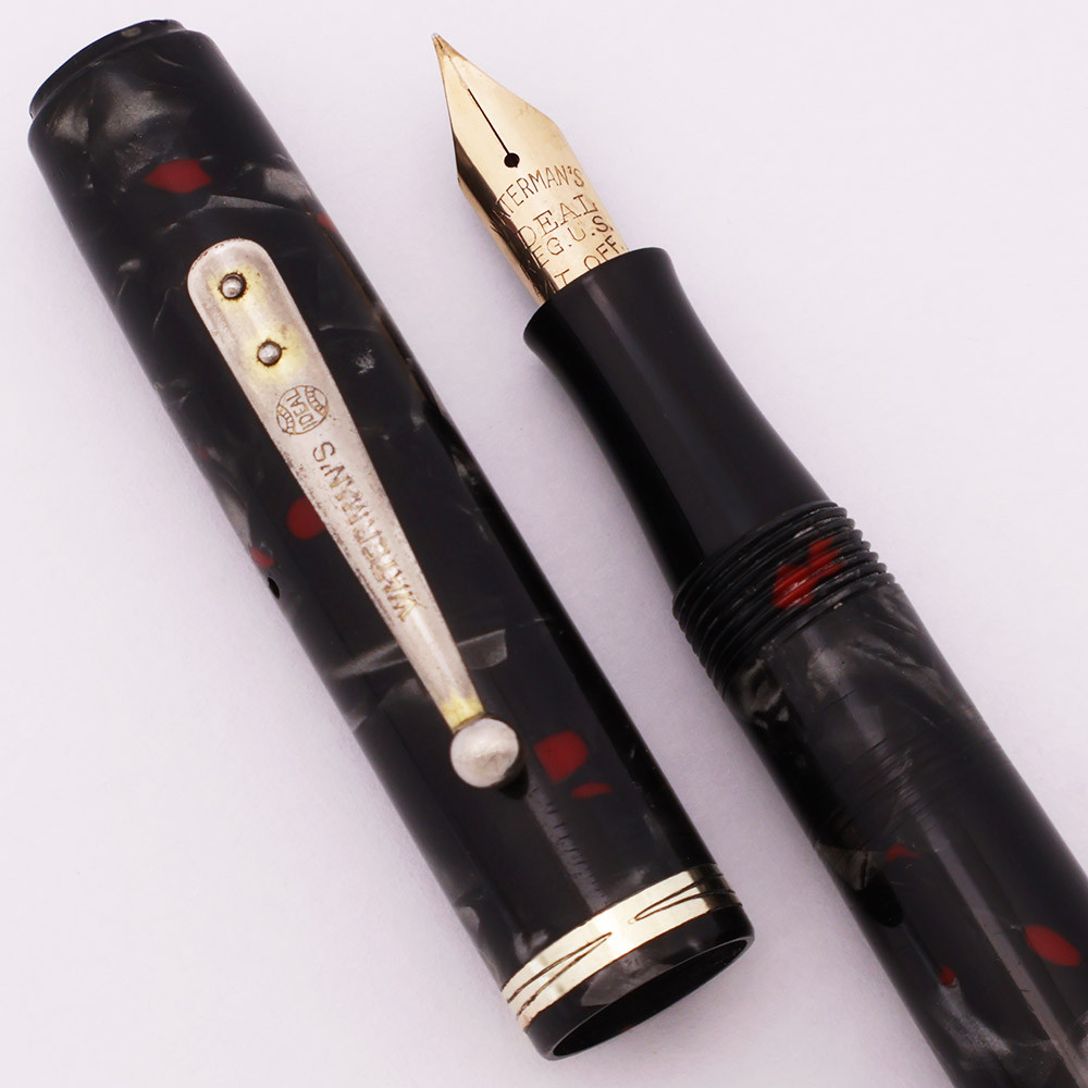 Waterman 92 Fountain Pen (1930s, USA) - Gray & Red Marble, Flexible ...