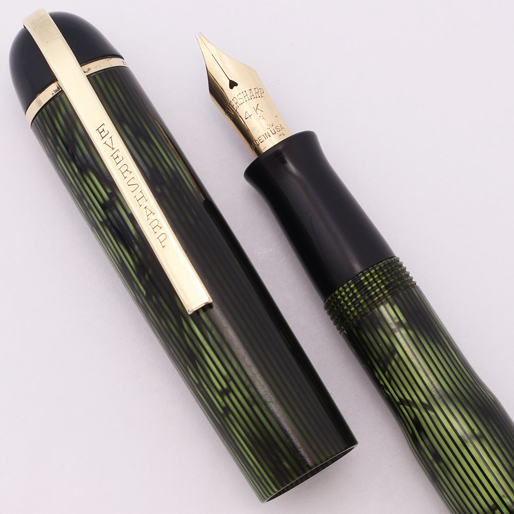 Eversharp Skyline Fountain Pen (1940s) - Green Moire Stripe, 14k Broad ...