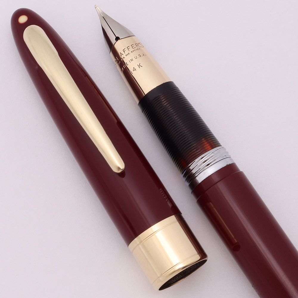 Sheaffer Valiant Fountain Pen Touchdown (1950s) - Burgundy, Fine 14k ...