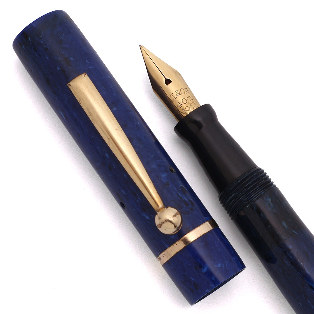 Mabie Todd Swallow Fountain Pen (UK, 1930s) - Blue Celluloid, Slim ...
