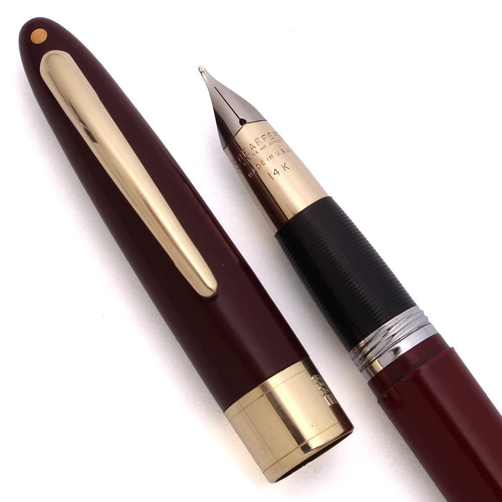 Sheaffer Valiant Snorkel - Burgundy, 1st Year w 14k Gold Tube, Fine ...