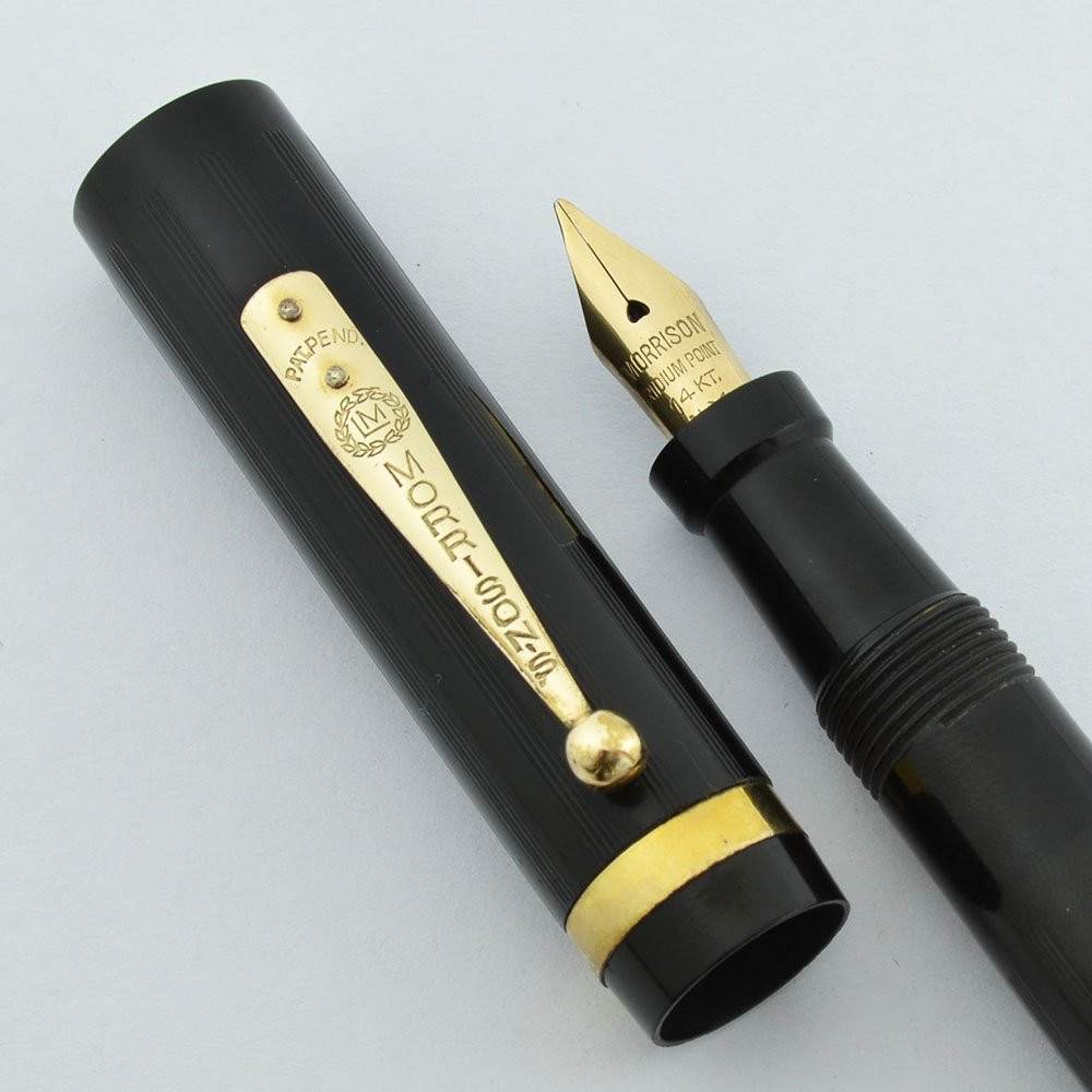 Morrison Fountain Pen - Oversize, Lined Black Hard Rubber, Flexible ...