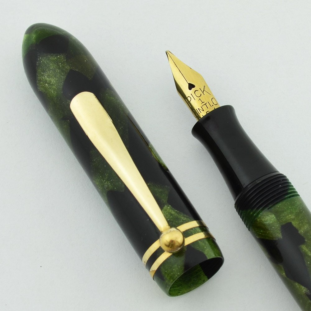 Pick Pen Co. Fountain Pen - Green Marble, Full Size, Semi-Flex #1 Nib ...