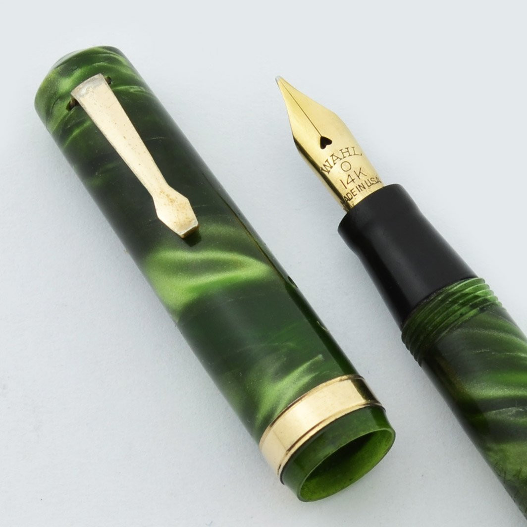 Wahl Eversharp Bantam Fountain Pen Pencil Set - Red Brown Swirl, Bulb ...