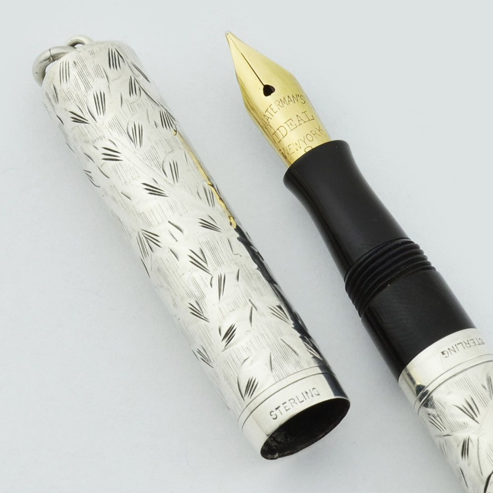 Waterman 452 1/2 V Fountain Pen - Fully Etched Sterling, Flexible New ...