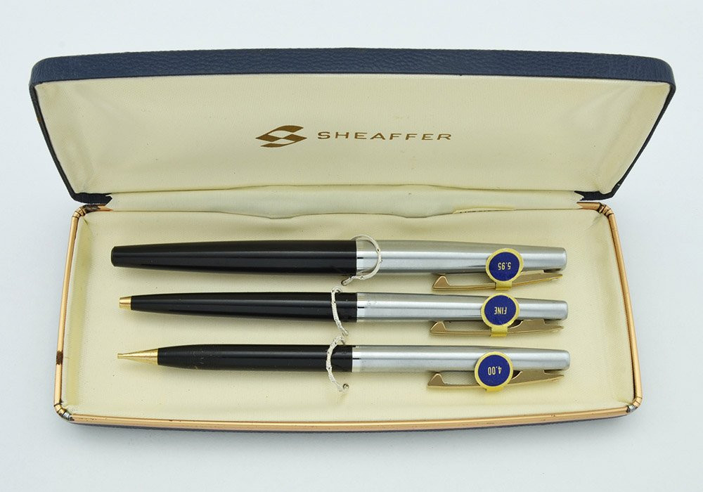 Sheaffer Stylist 3-Pc Fountain Pen Set - Black w Chrome GT Caps, Fine ...