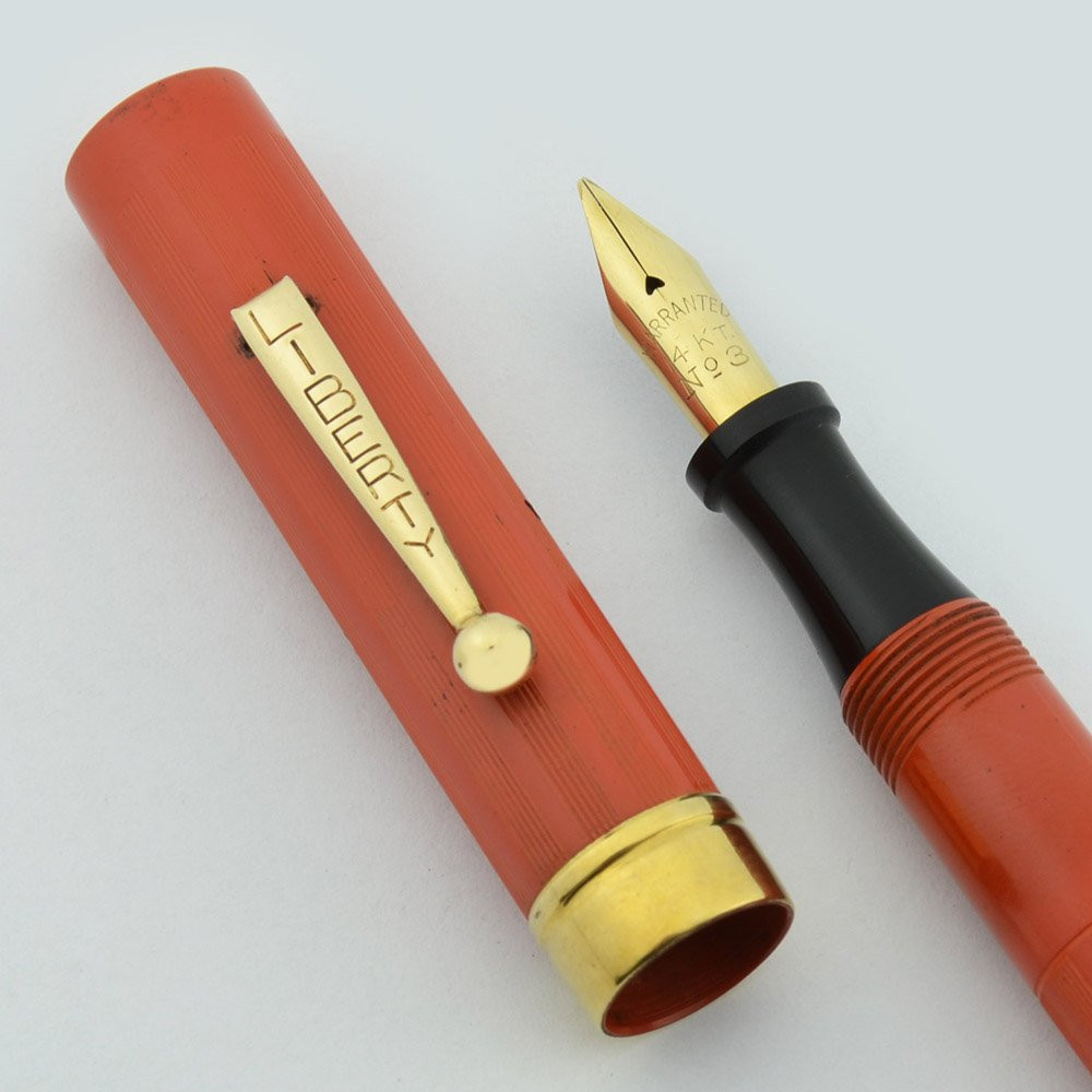 Liberty Fountain Pen - Red Lined Hard Rubber, Medium 14k #3 Nib ...
