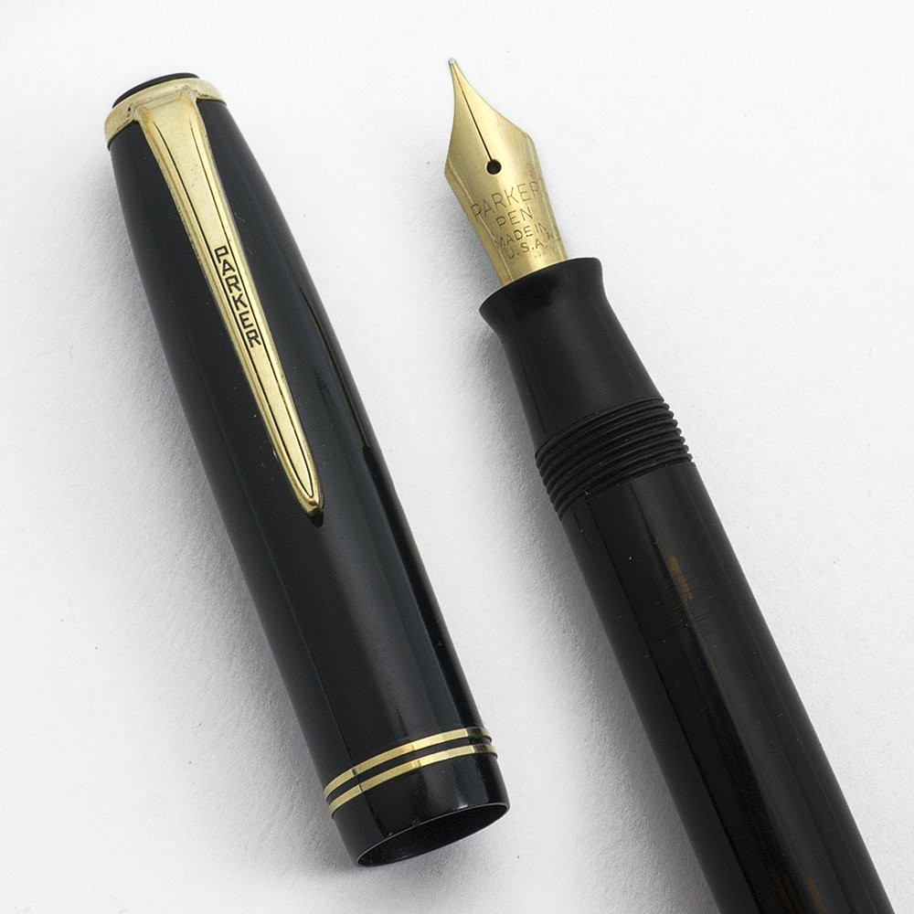 Parker Duovac Fountain Pen - 1940, Full Size, Speedline, Black, Fine ...